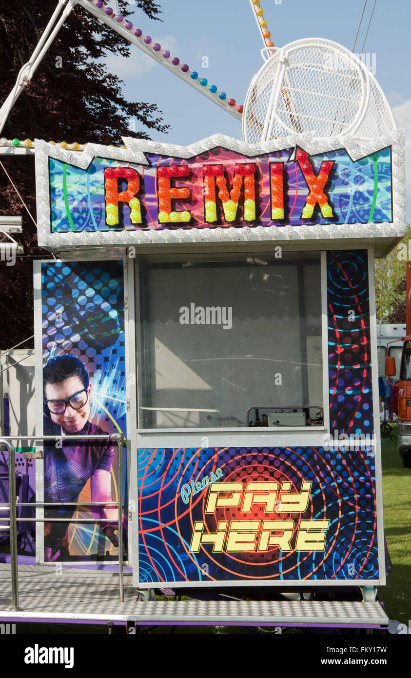 Fun fair pay booth for Remix ride Stock Photo - Alamy