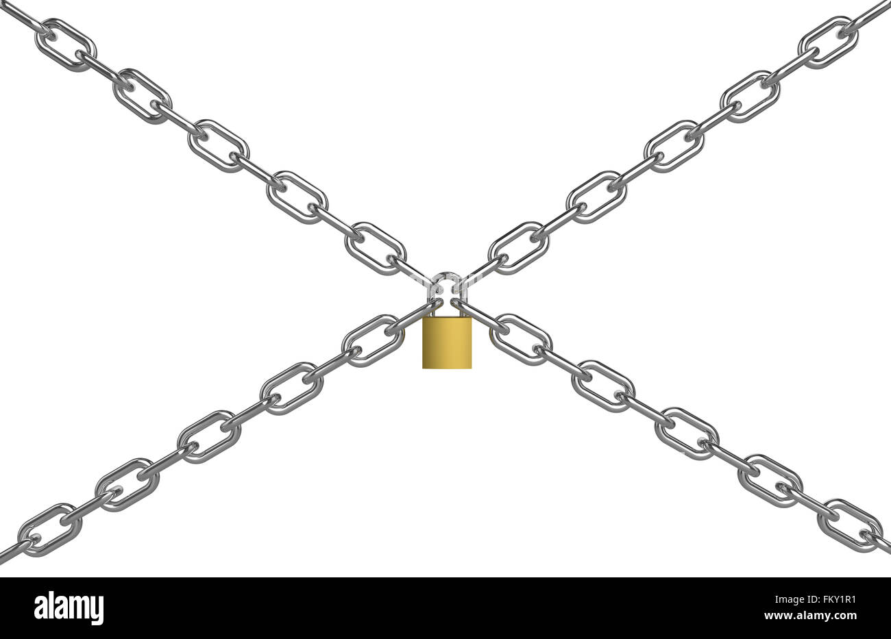 Metal chain and padlock, isolated on white Stock Photo - Alamy