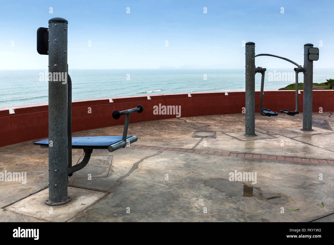 fitness equipment on the shore ocean Stock Photo - Alamy