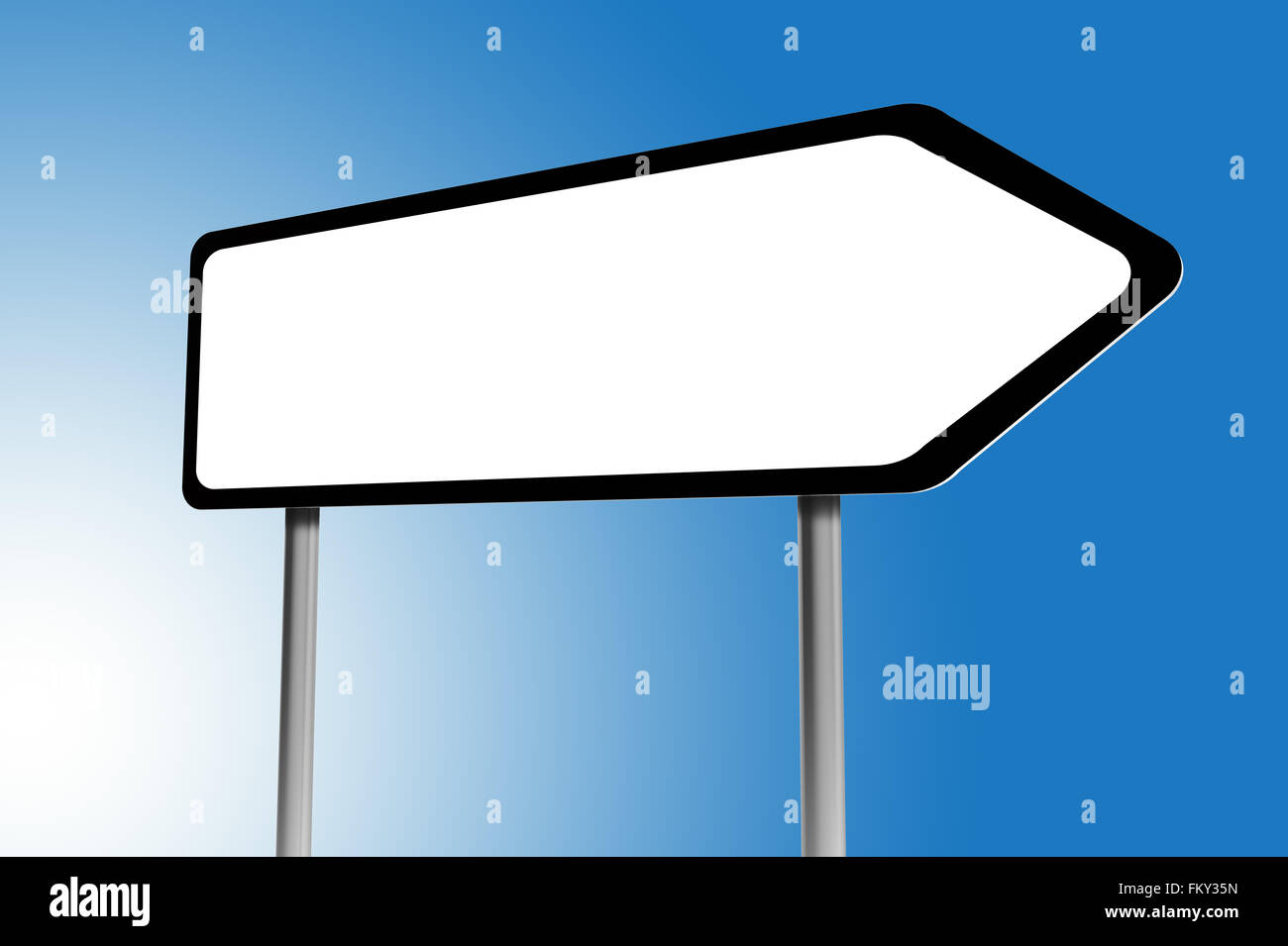 Illustration of blank directions sign on a blue sky Stock Photo - Alamy