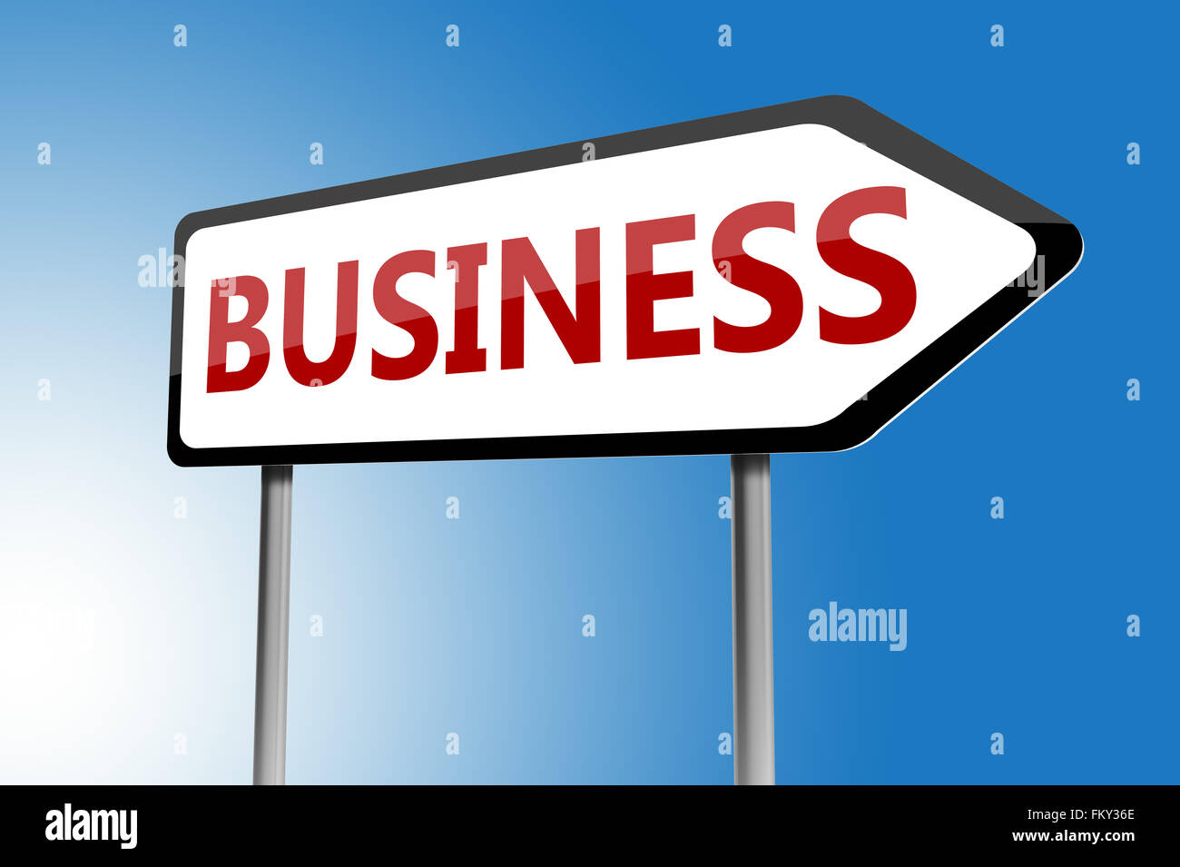 Illustration of business directions sign on a blue sky Stock Photo - Alamy