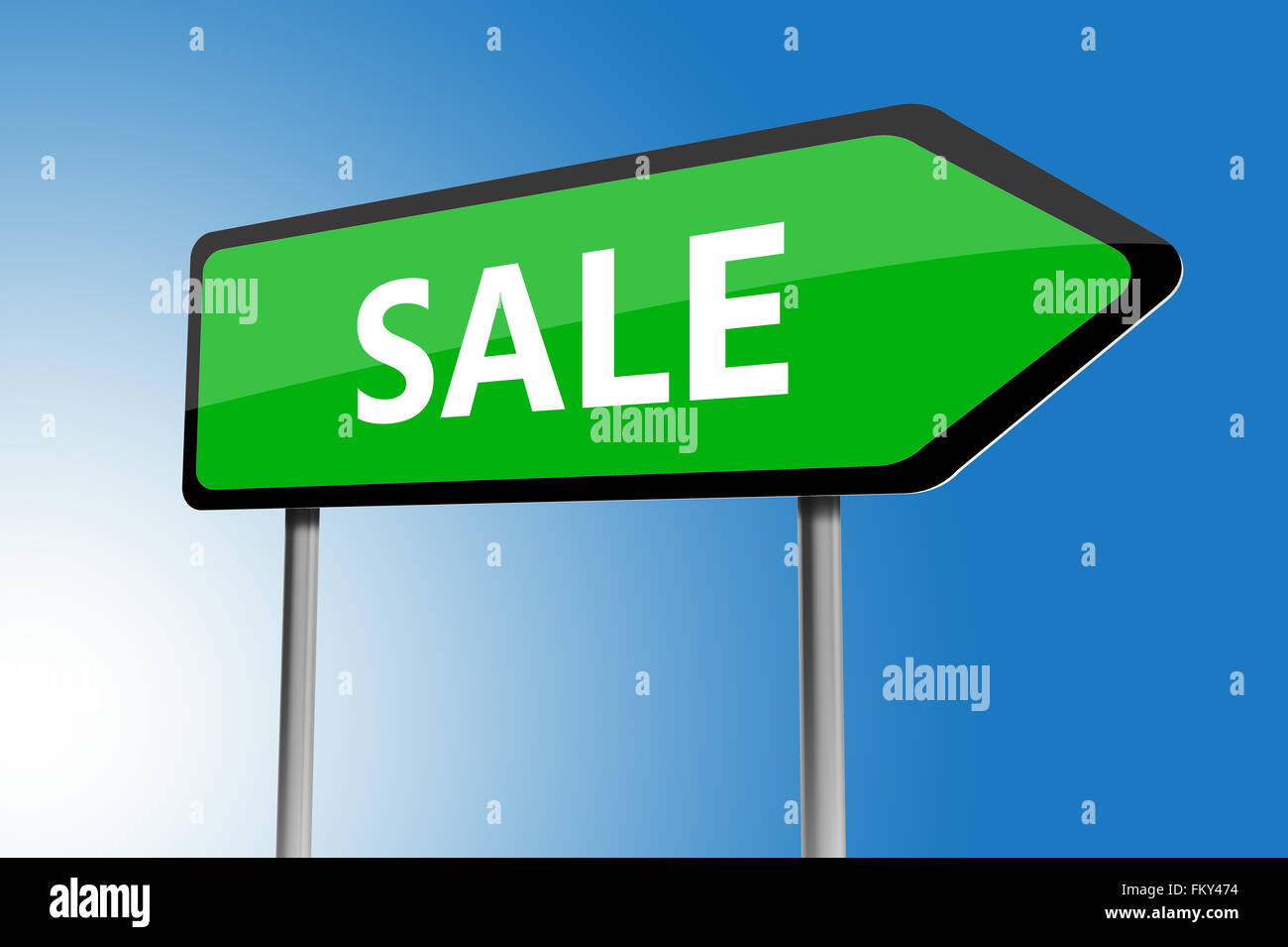 Illustration of sale directions sign on a blue sky Stock Photo - Alamy