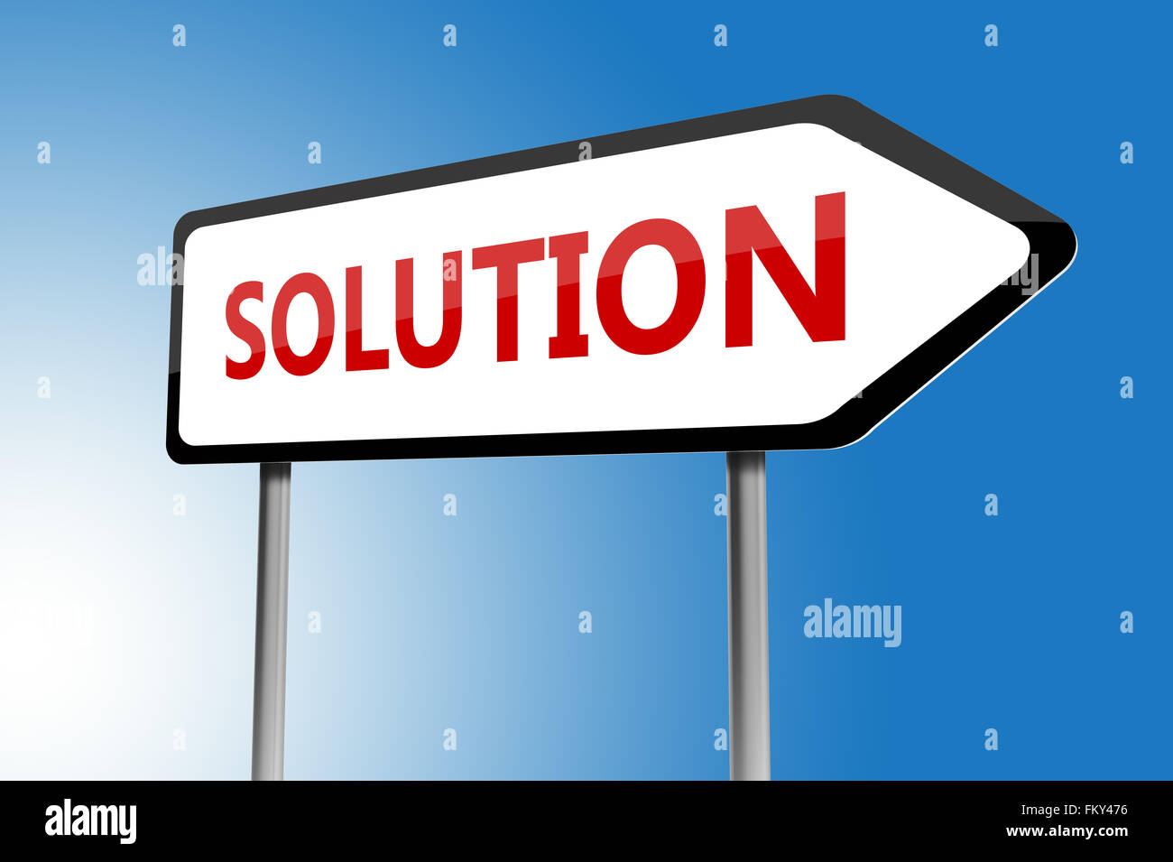 Illustration of solution directions sign on a blue sky Stock Photo - Alamy
