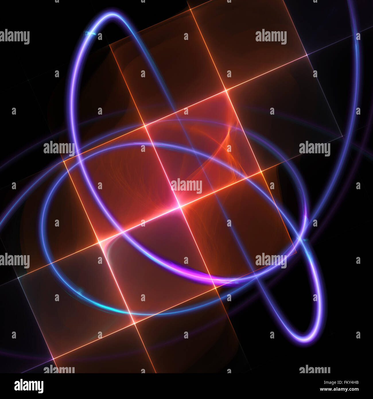 Blue trail on a black background with shiny grid Stock Photo - Alamy