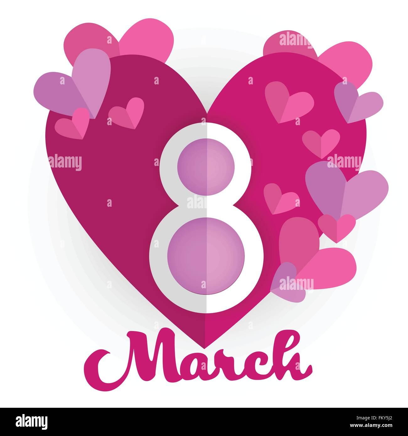 March International Women Day Greeting Card With Heart Shape Vector ...