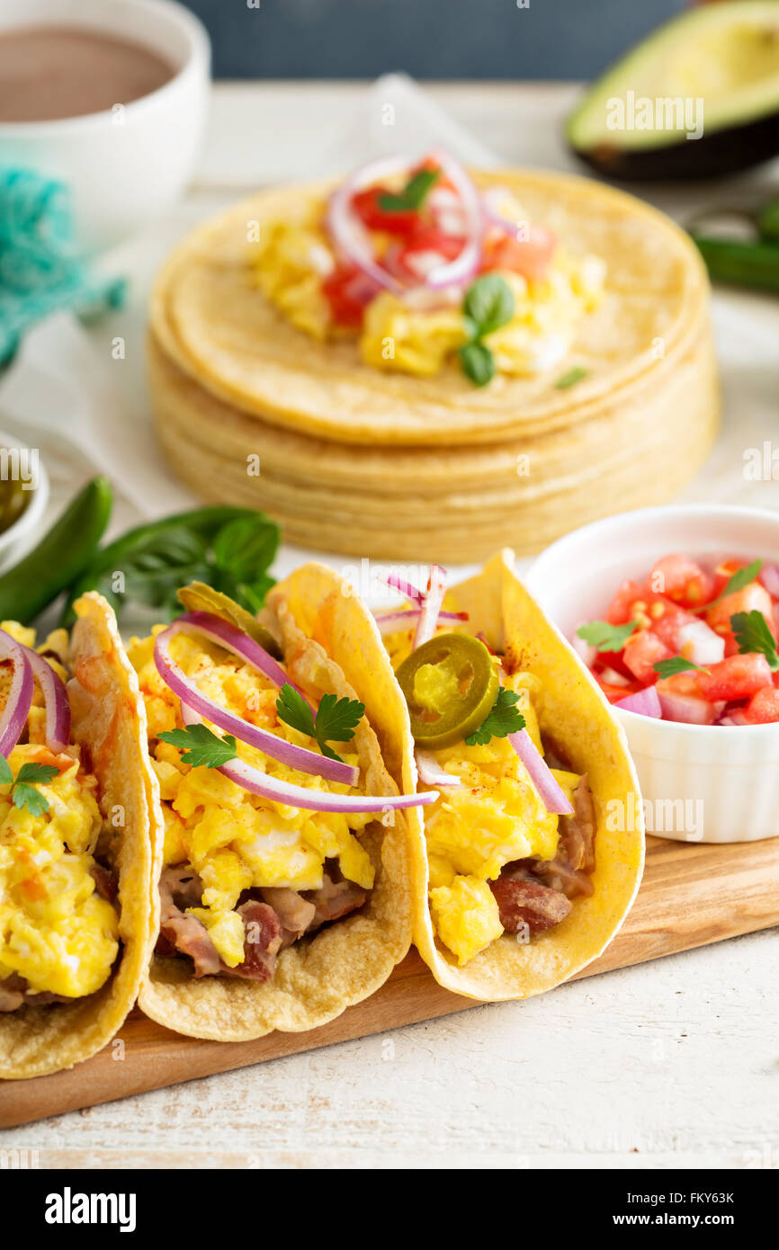 Tacos with eggs for breakfast Stock Photo - Alamy