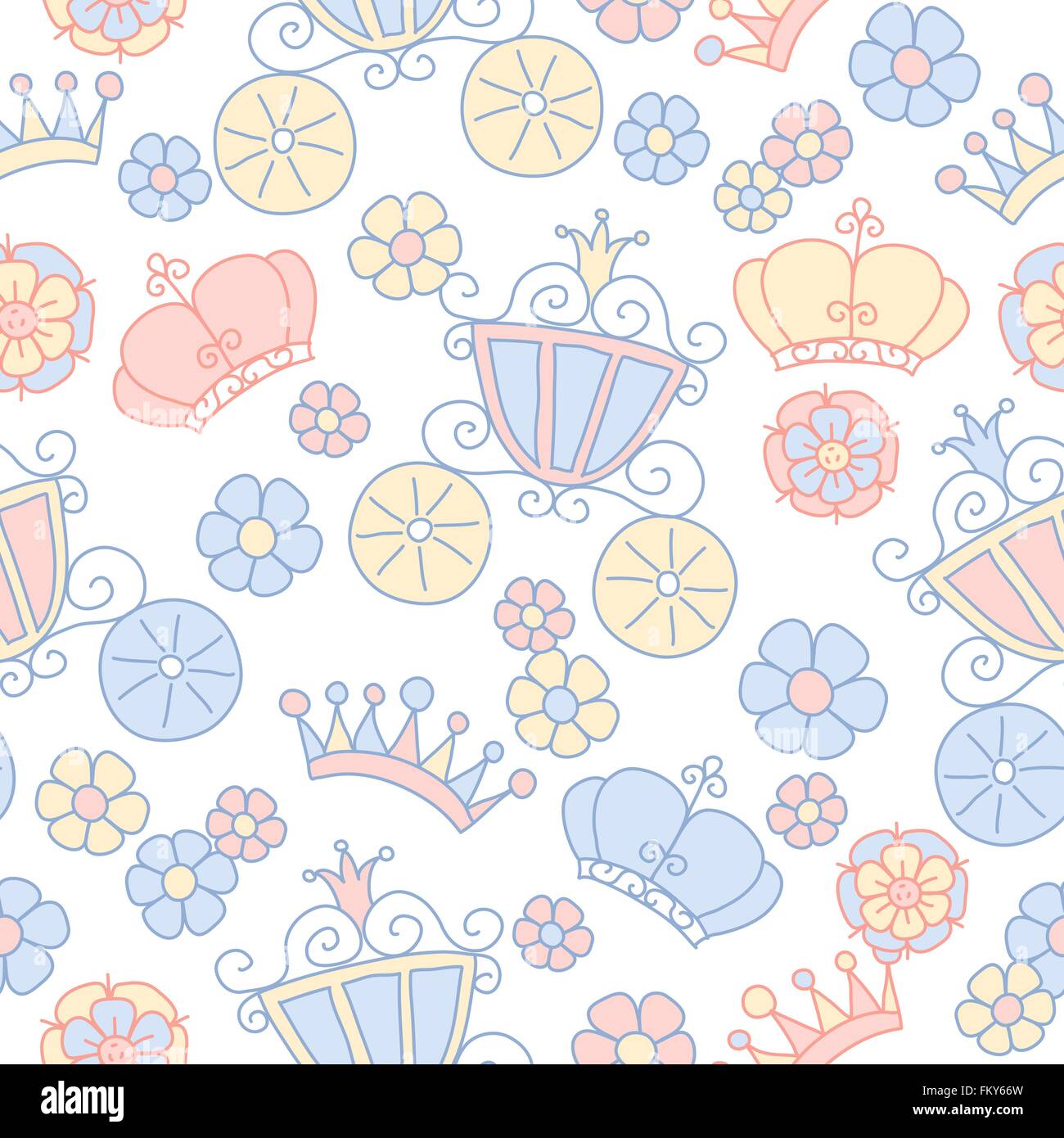 Hand drawn vector seamless princess pattern Stock Vector Image & Art ...