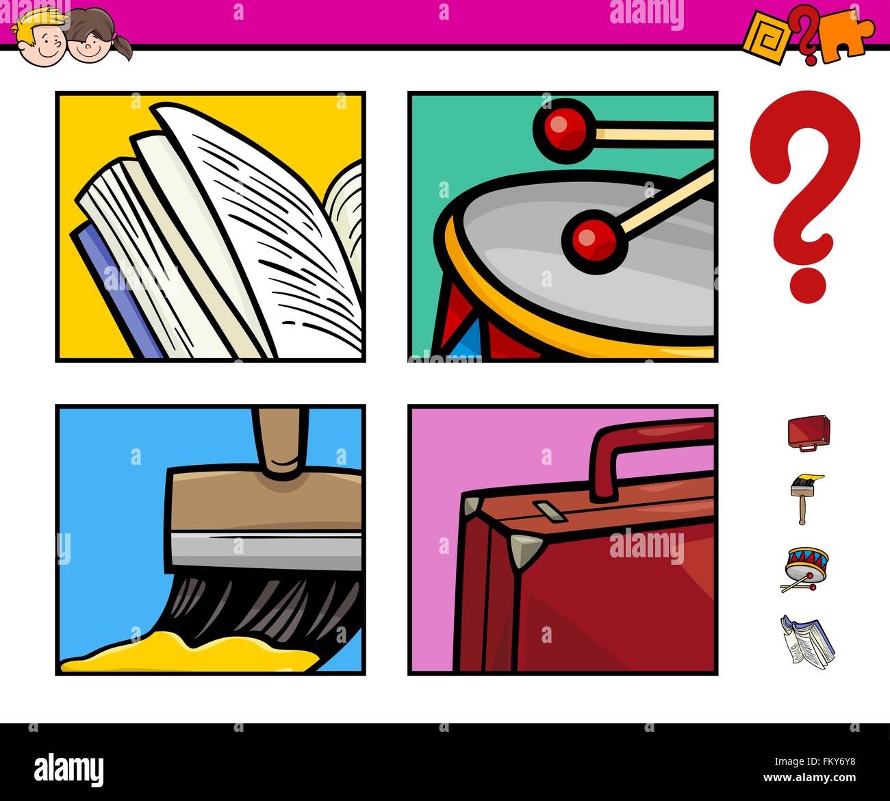 Cartoon Illustration of Educational Activity for Preschool Children ...