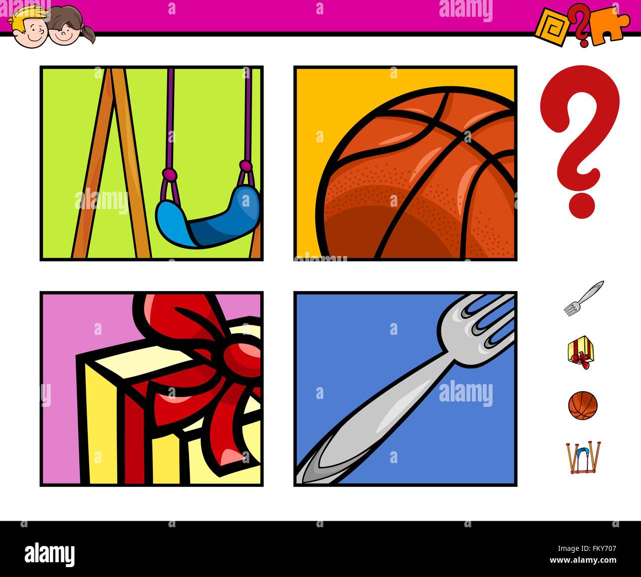 Cartoon Illustration of Educational Activity Task for Preschool ...