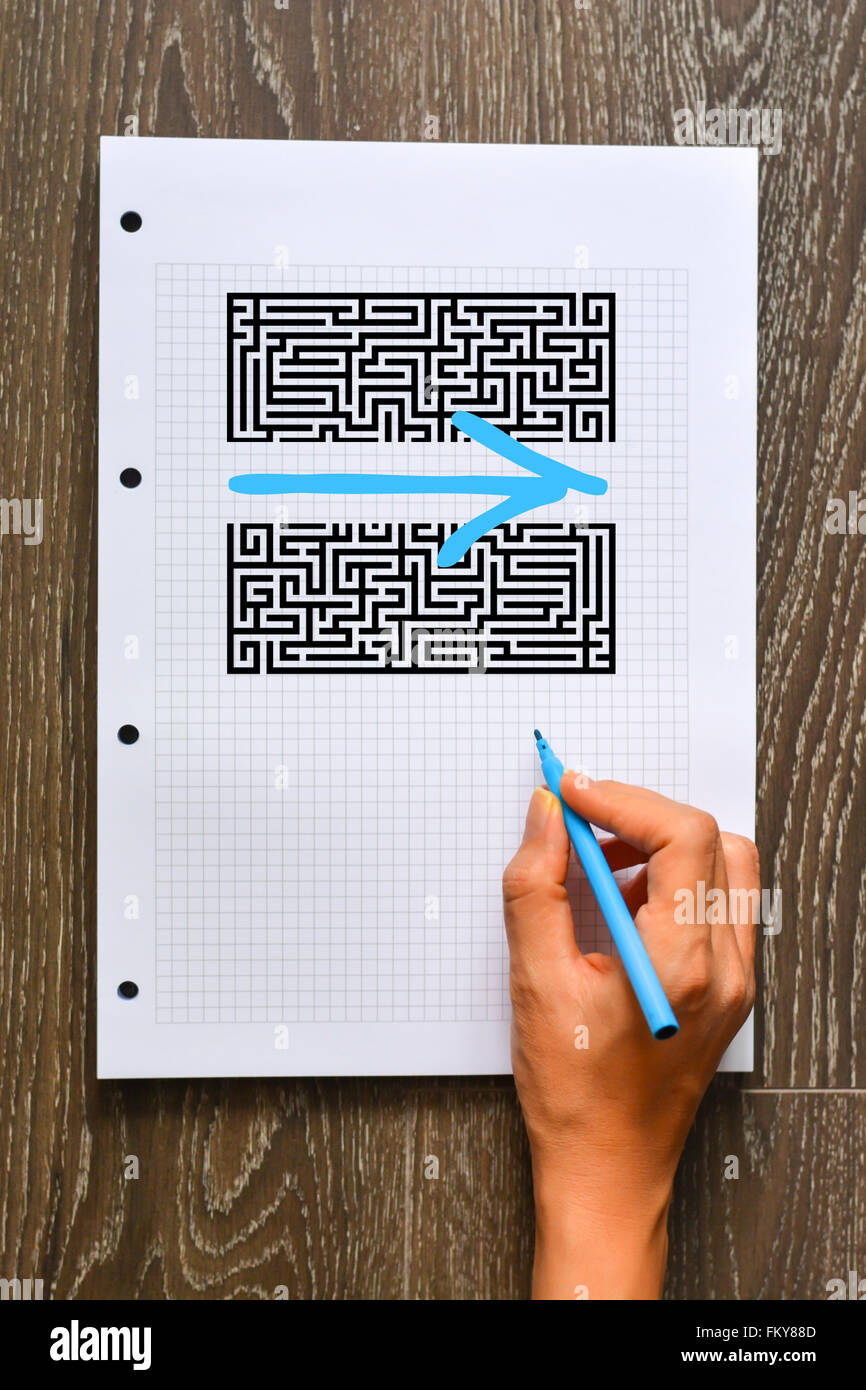 Find a better solution or shortcut concept with maze and shape Stock ...