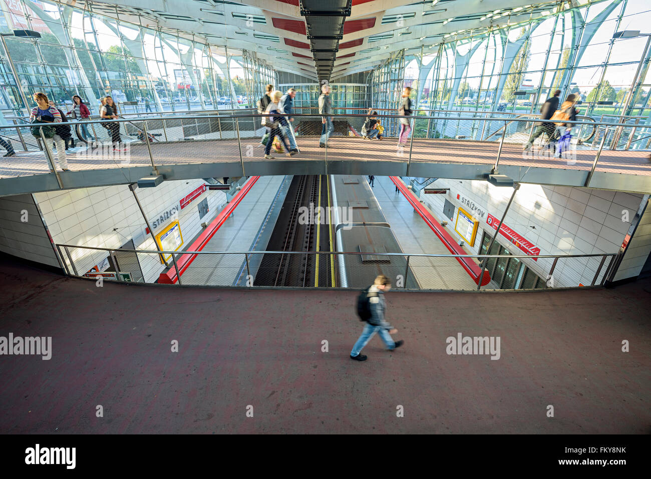Bridge over train tracks in a Prague subway Stock Photo - Alamy