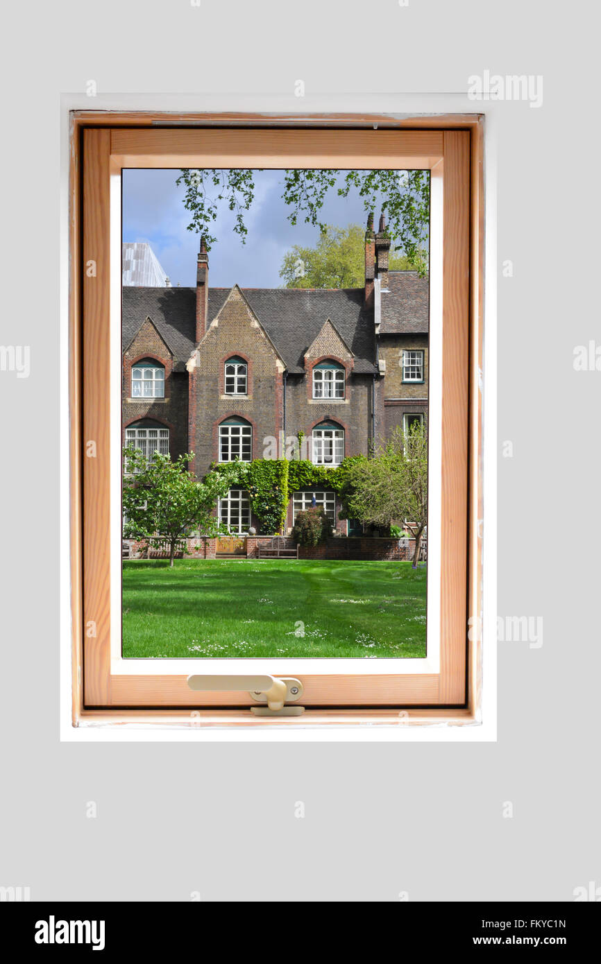 House property seen outside a window Stock Photo - Alamy
