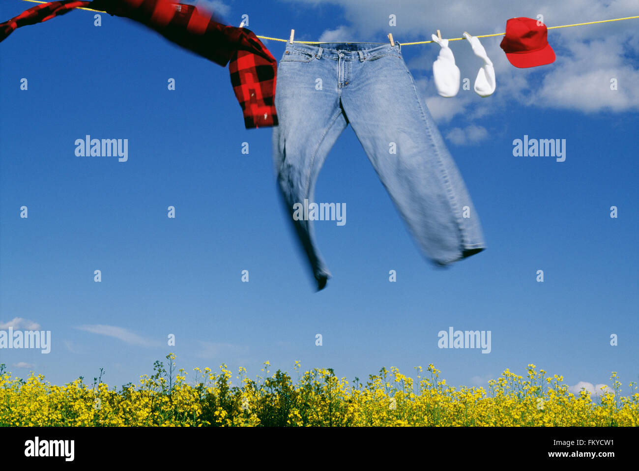 Clothes drying in the wind on a clothes line hi-res stock photography ...