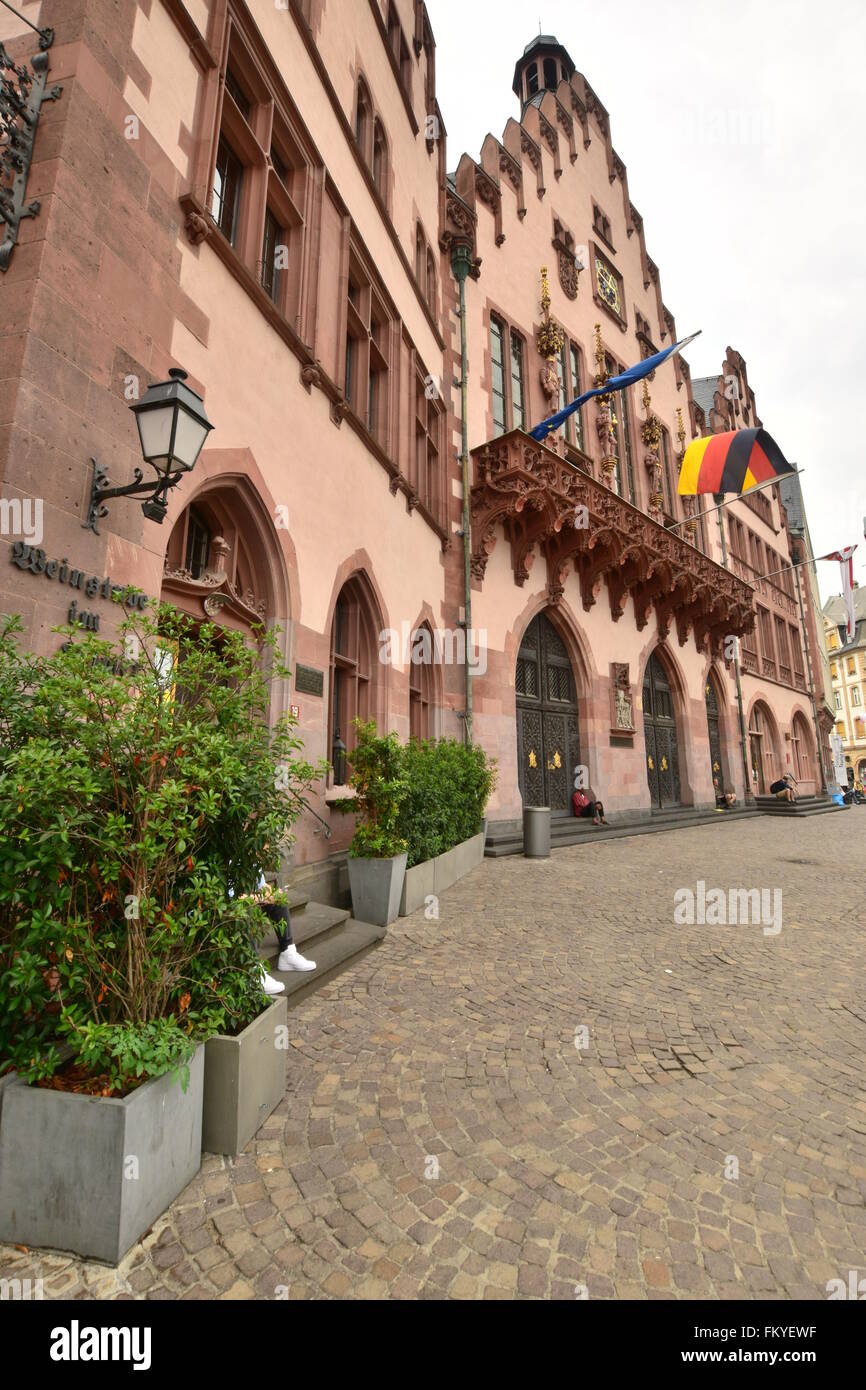 The RÖMER town hall in the historic part of Frankfurt on the Main ...