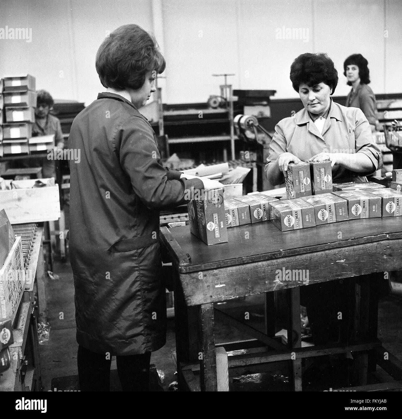 Women female workers on Ever Ready batteries production line 1960s ...