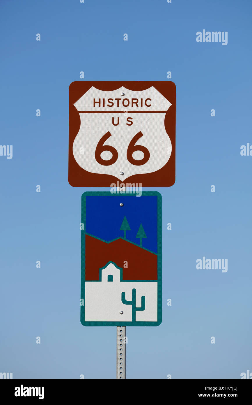 Route 66 road logo hi-res stock photography and images - Alamy