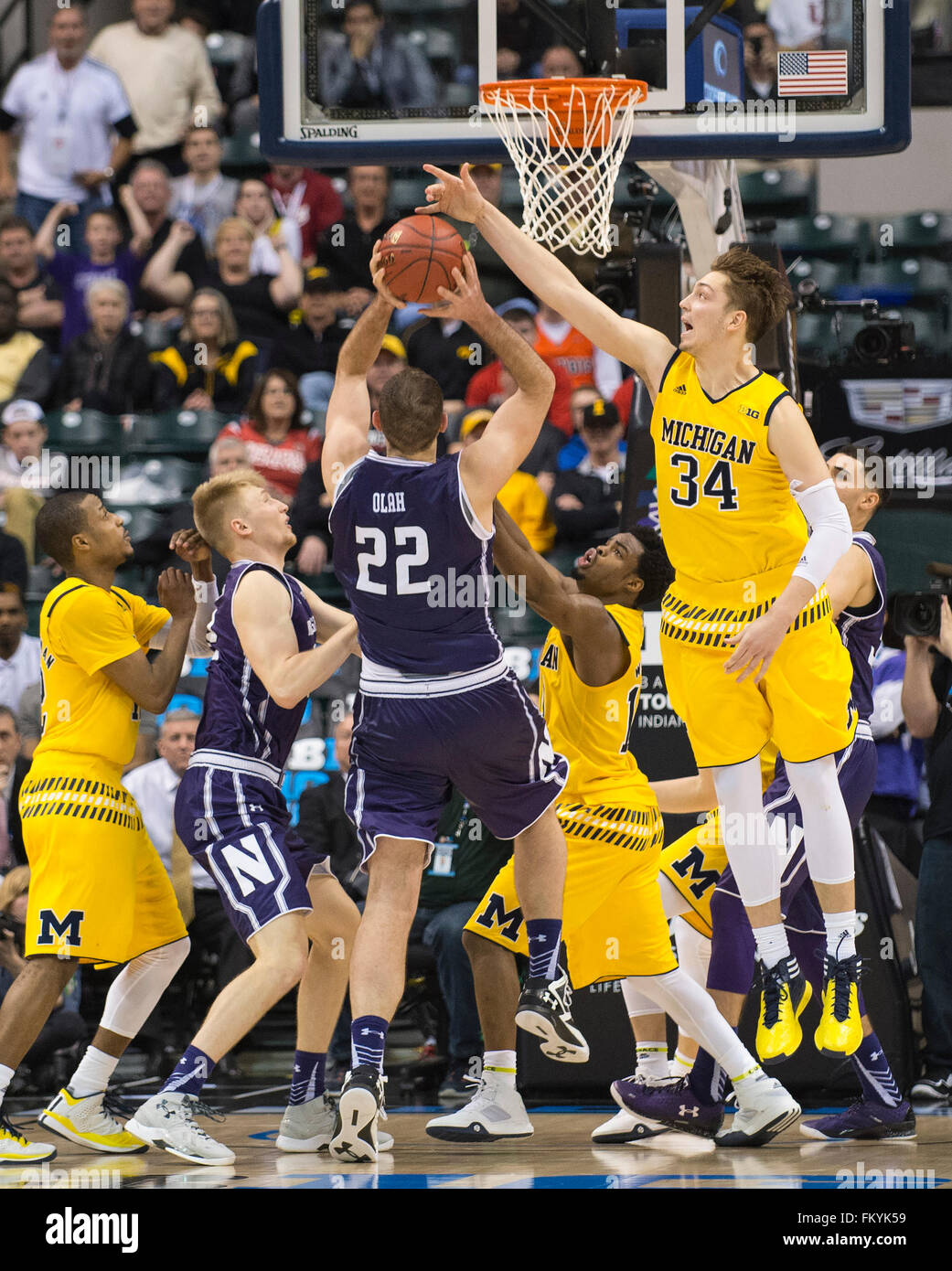 March 10, 2016 - Indianapolis, IN. U.S. - Northwestern Wildcats center ...