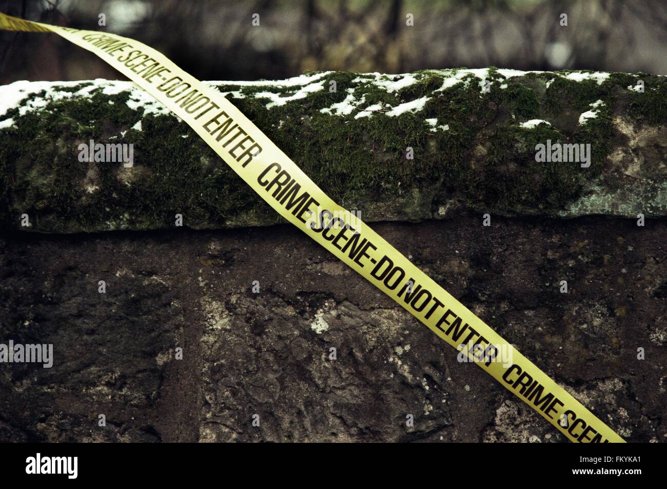 A crime scene ribbon outside Dunblane primary school, Scotland, shortly ...