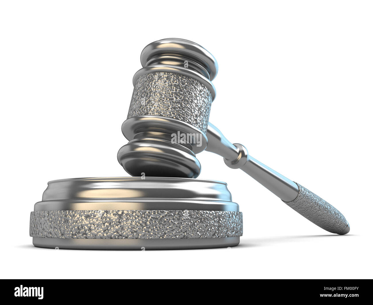 Steel gavel and soundboard on white background. Law concept. 3D render ...