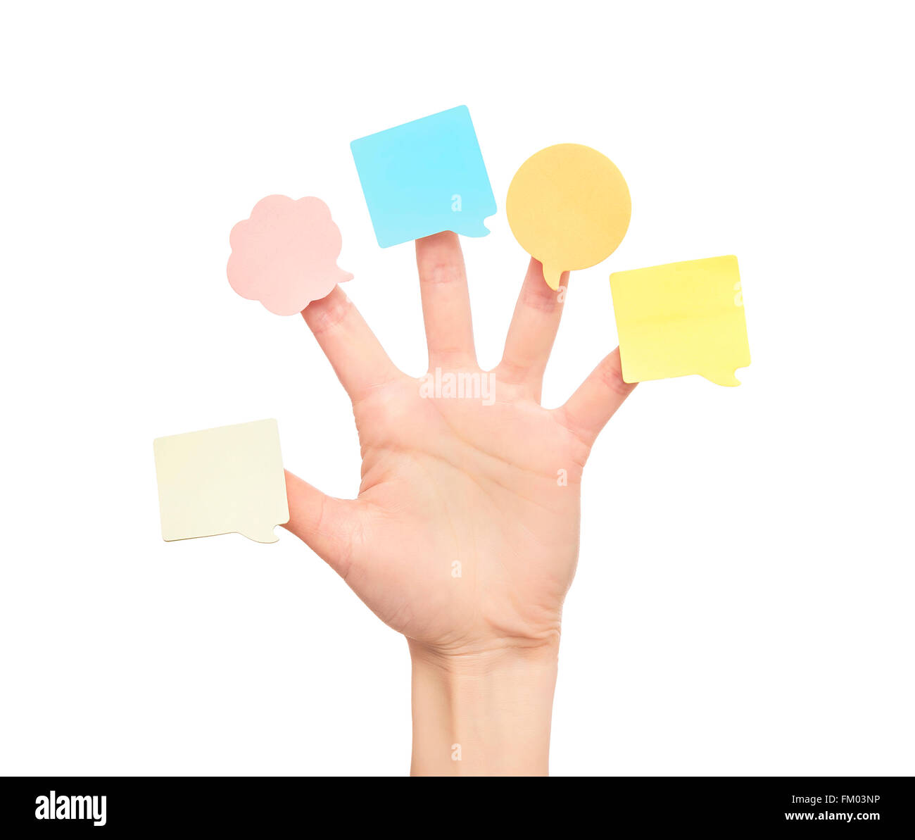 Multi-colored stickers on fingers of the hand Stock Photo - Alamy