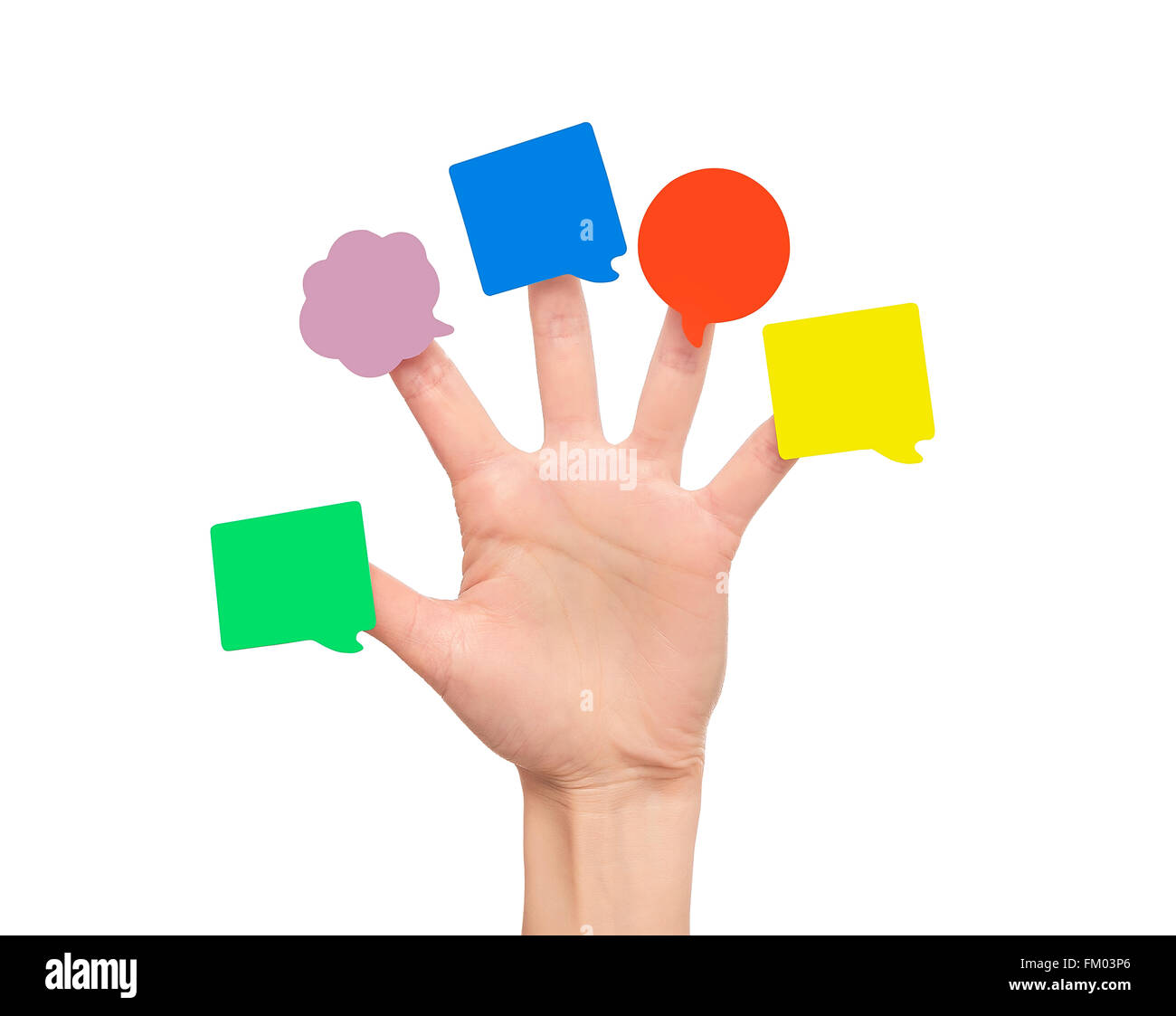 Multi-colored stickers on fingers of the hand Stock Photo - Alamy