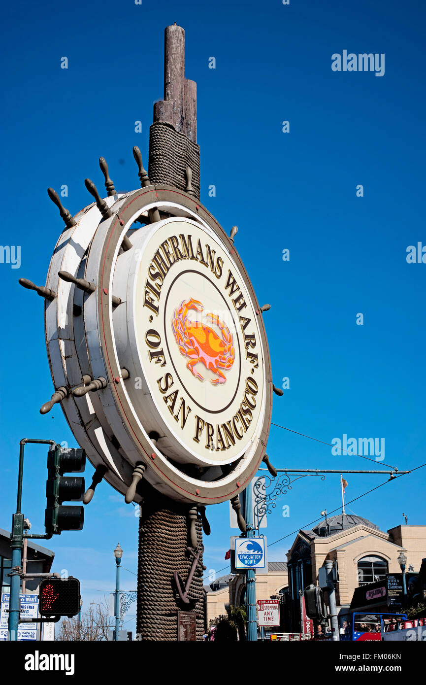 Sign at Fisherman's Wharf (angle Stock Photo - Alamy