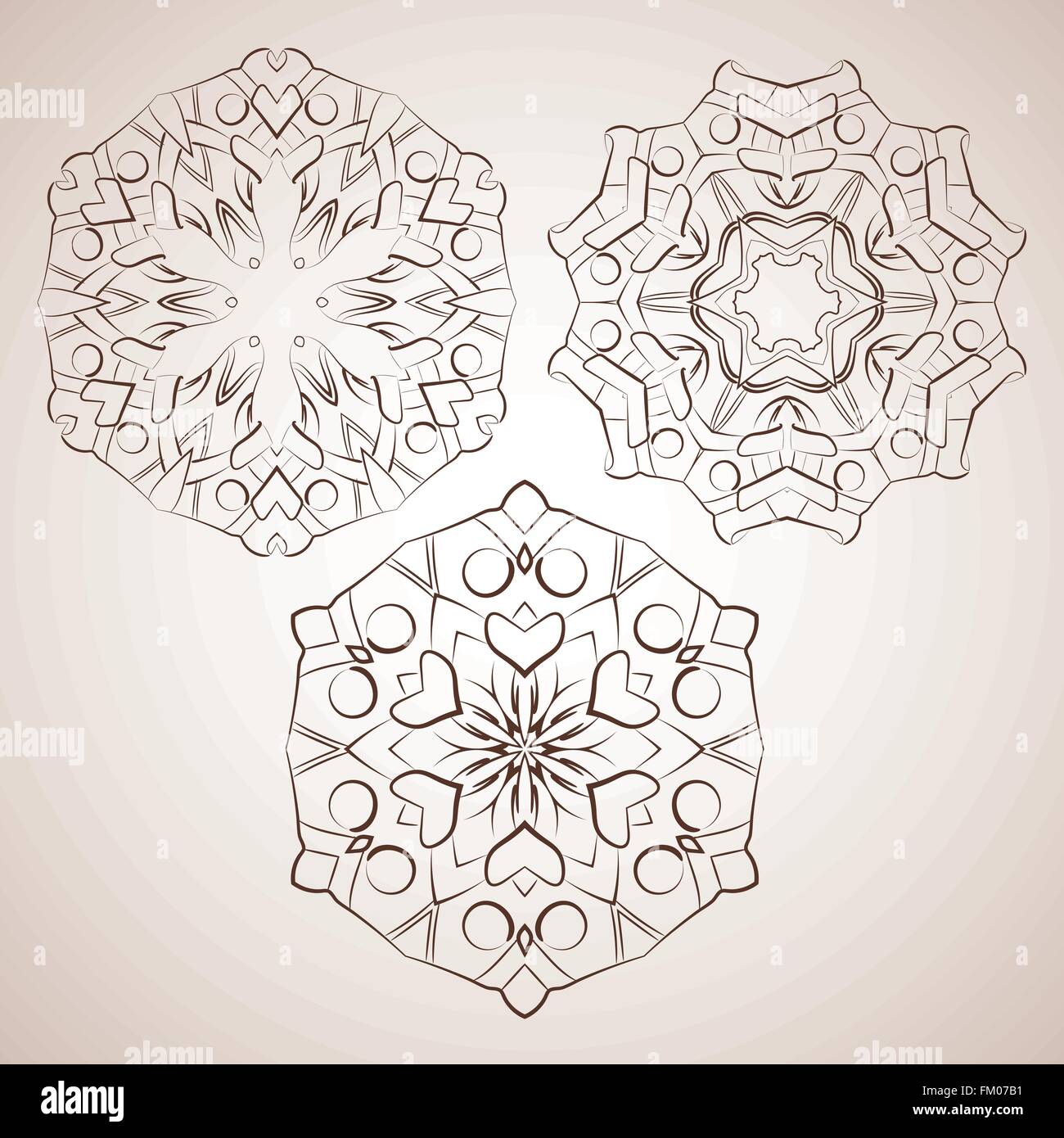 Vector set of abstract floral and circular patterns. Mandalas. Japanese ...