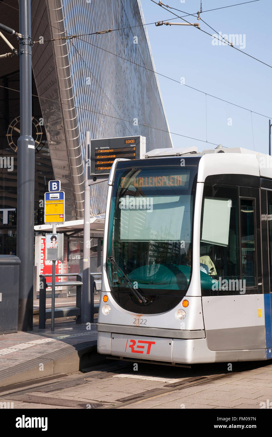 Tram outside Centraal Railway Station, Rotterdam, Holland, Europe Stock ...