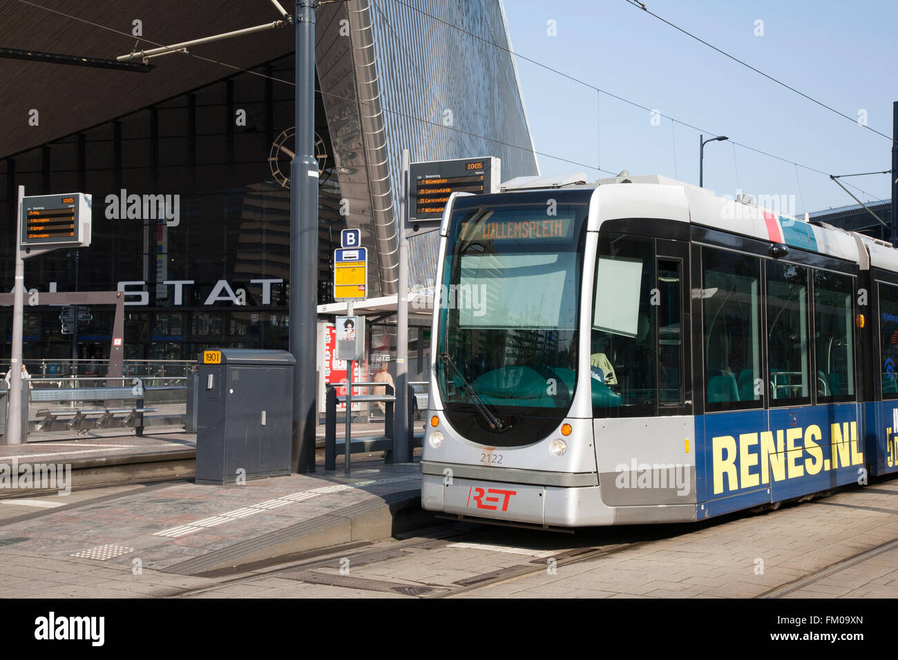 Tram outside Centraal Railway Station, Rotterdam, Holland, Europe Stock ...