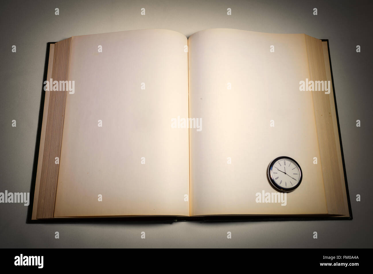 Blank white pages in an open hardcover book Stock Photo - Alamy