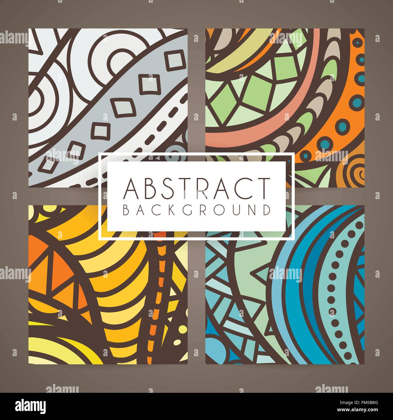 Set of four vector colorful intricate patterns. Doodle. Zentangle Stock ...