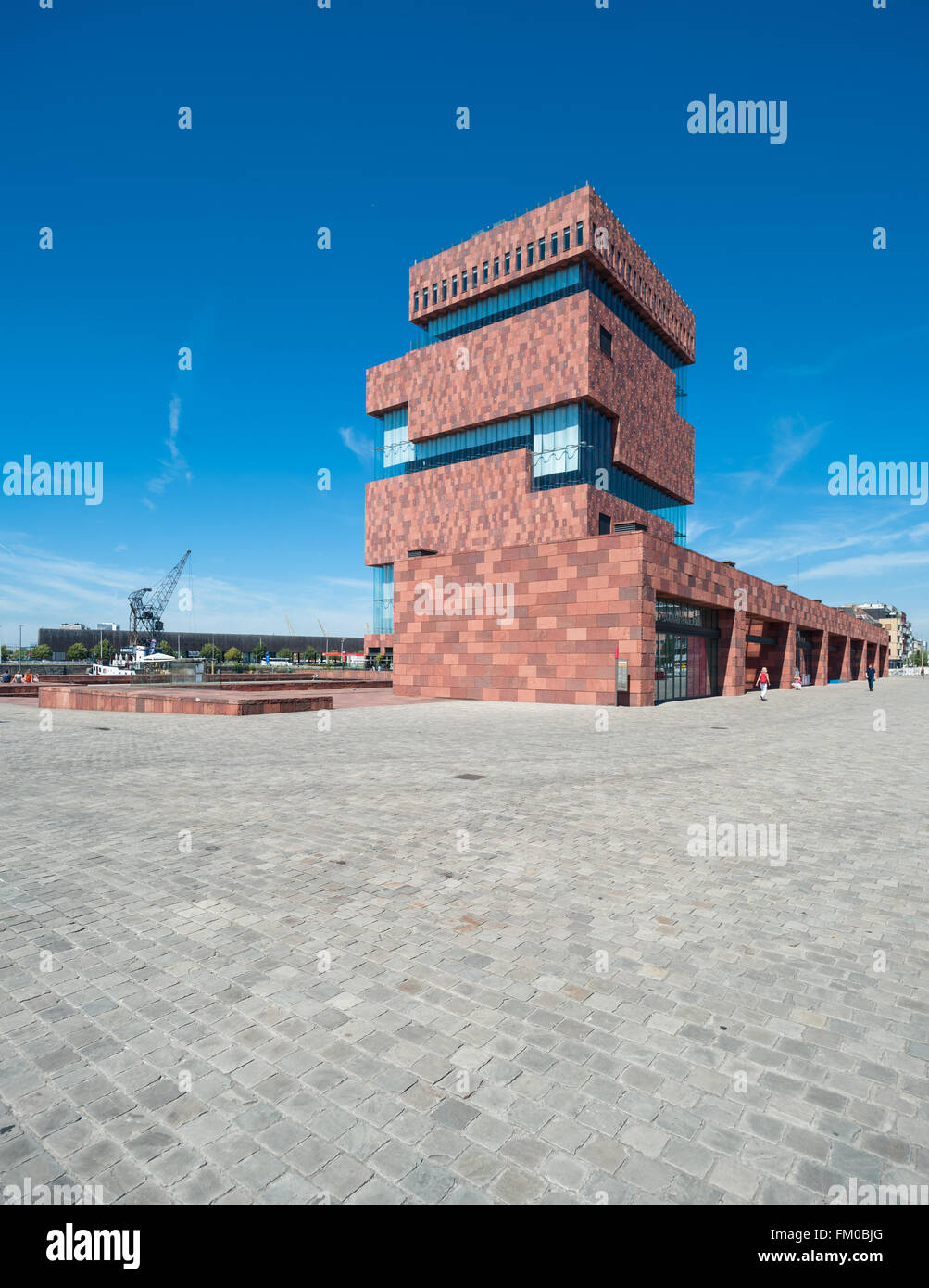 Belgium, Antwerp, full height view of the MAS museum Stock Photo - Alamy