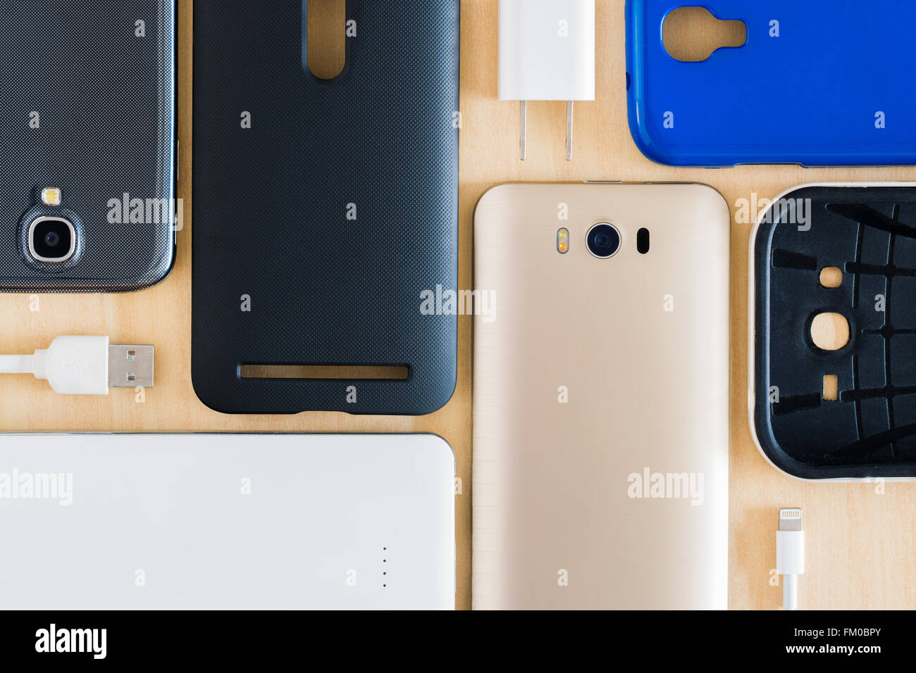 collection Cell phone, smartphone and accessories for background Stock ...