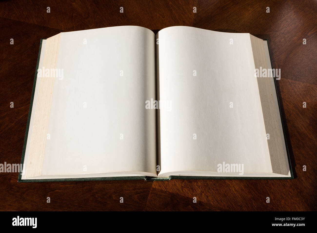 Blank white pages in an open hardcover book Stock Photo - Alamy