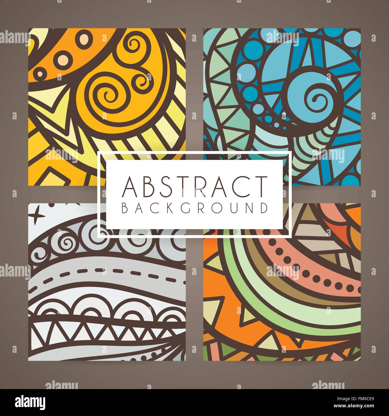 Set of four vector colorful intricate patterns. Doodle. Zentangle Stock ...