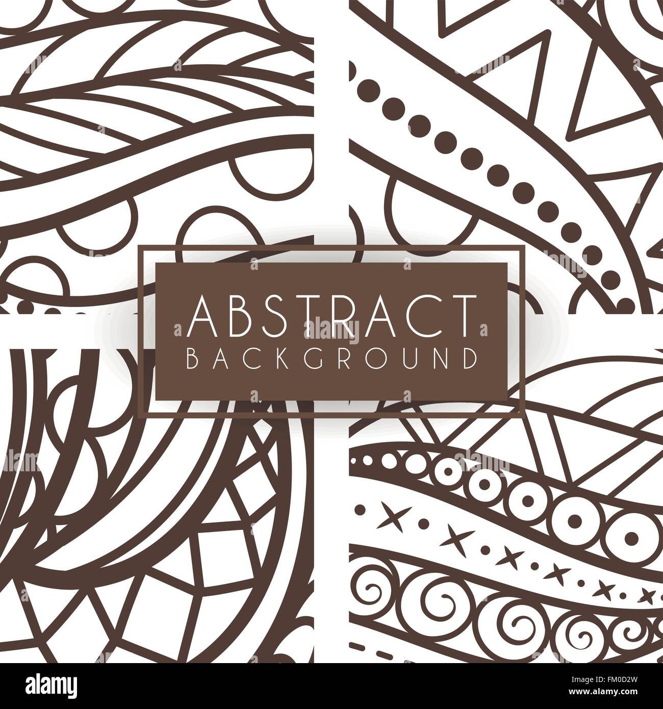 Set of four vector monochrome intricate patterns. Doodle. Zentangle ...