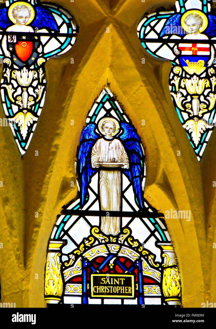 St Christopher Turbinia window St Nicholas Cathedral Stock Photo - Alamy