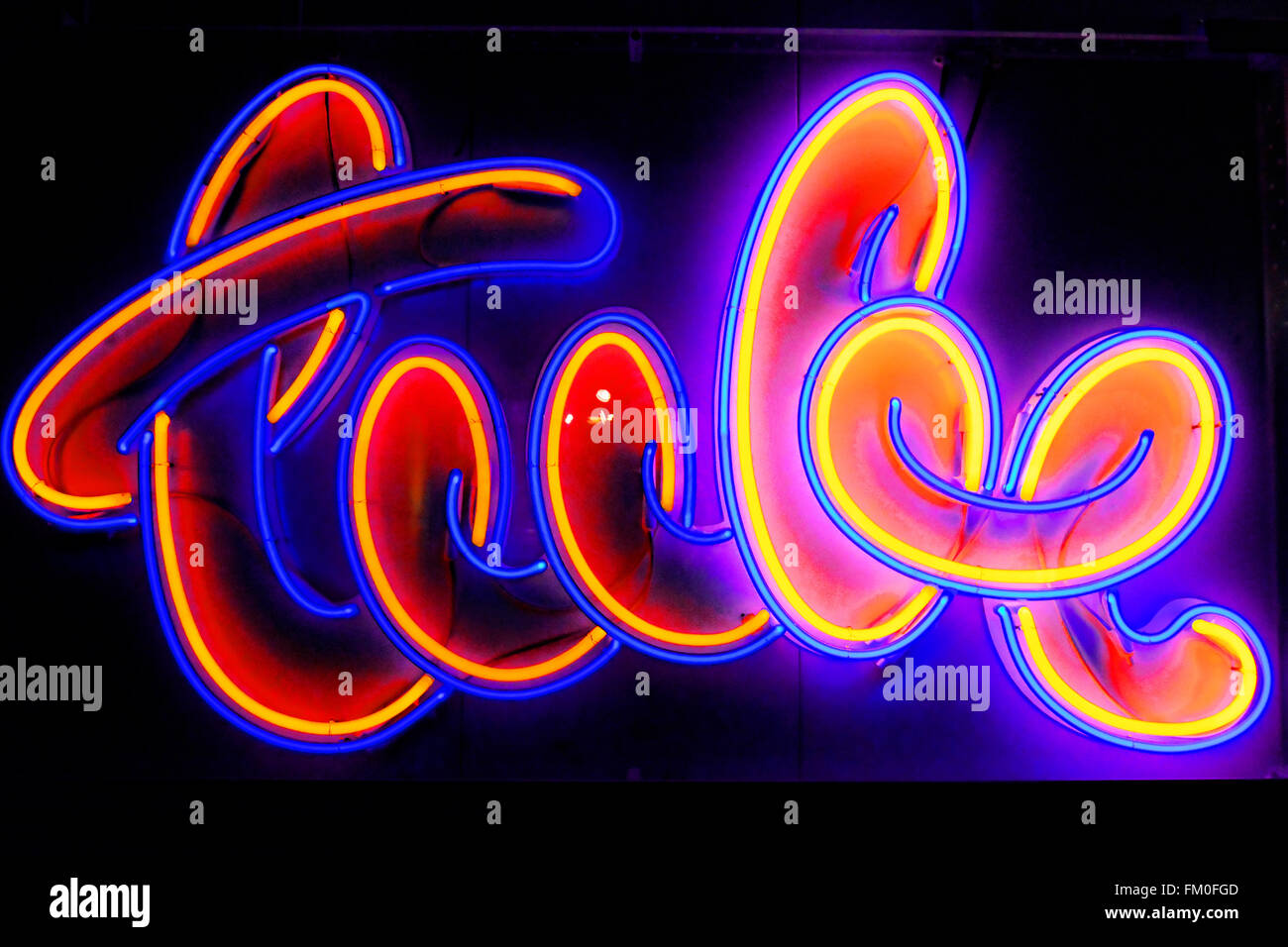 Neon TUBE sign Discovery Museum Newcastle Stock Photo - Alamy