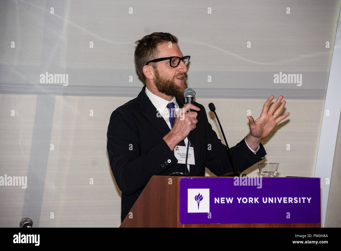 New York City, USA. 10th March, 2016. Traffic safety expert Paul Steely ...