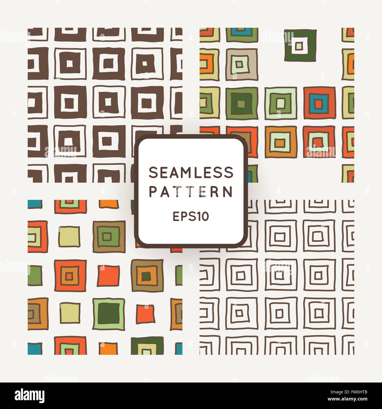 Vector set of seamless geometric patterns of crooked squares Stock ...