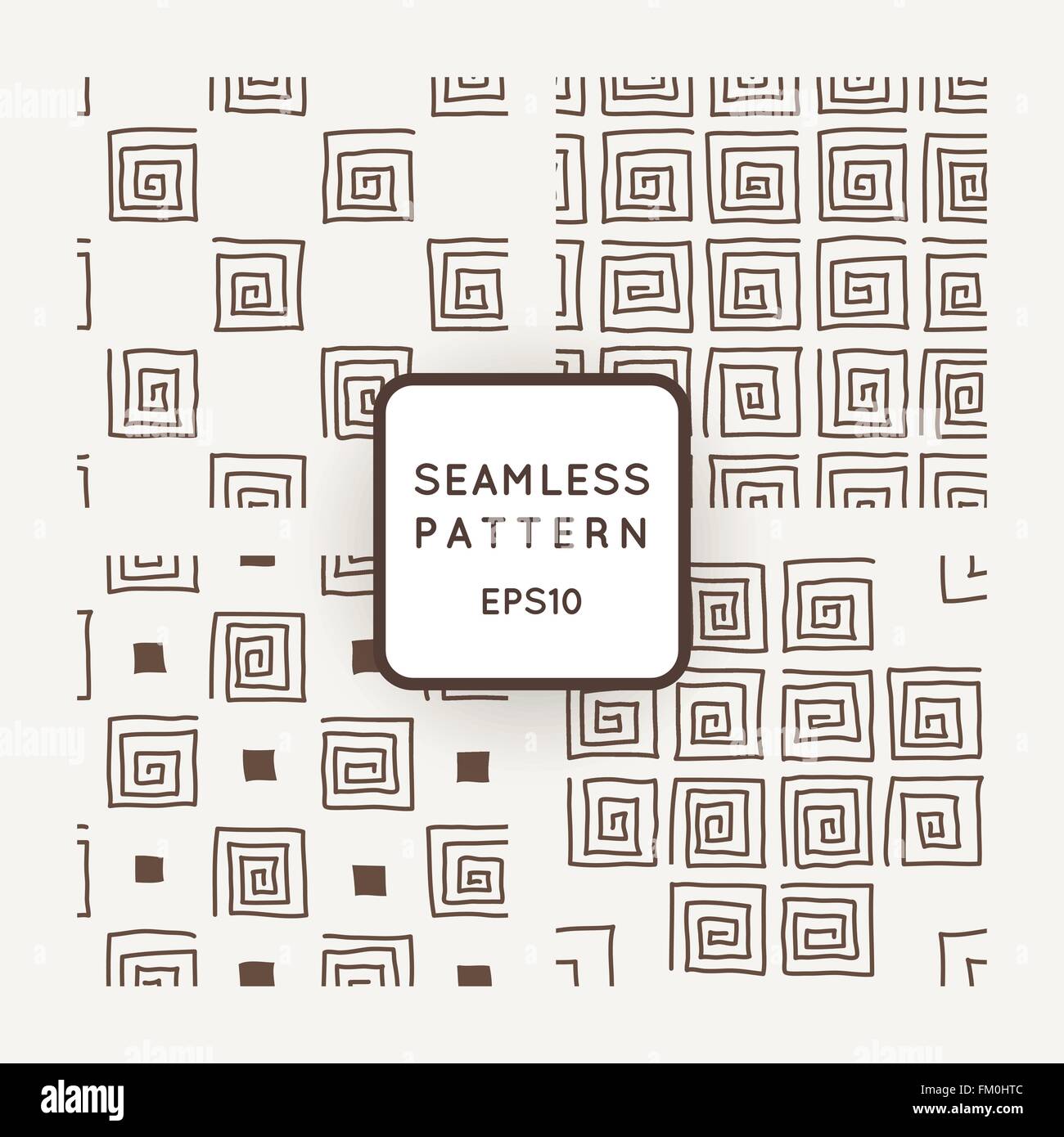 Vector set of seamless geometric patterns of crooked square spirals ...