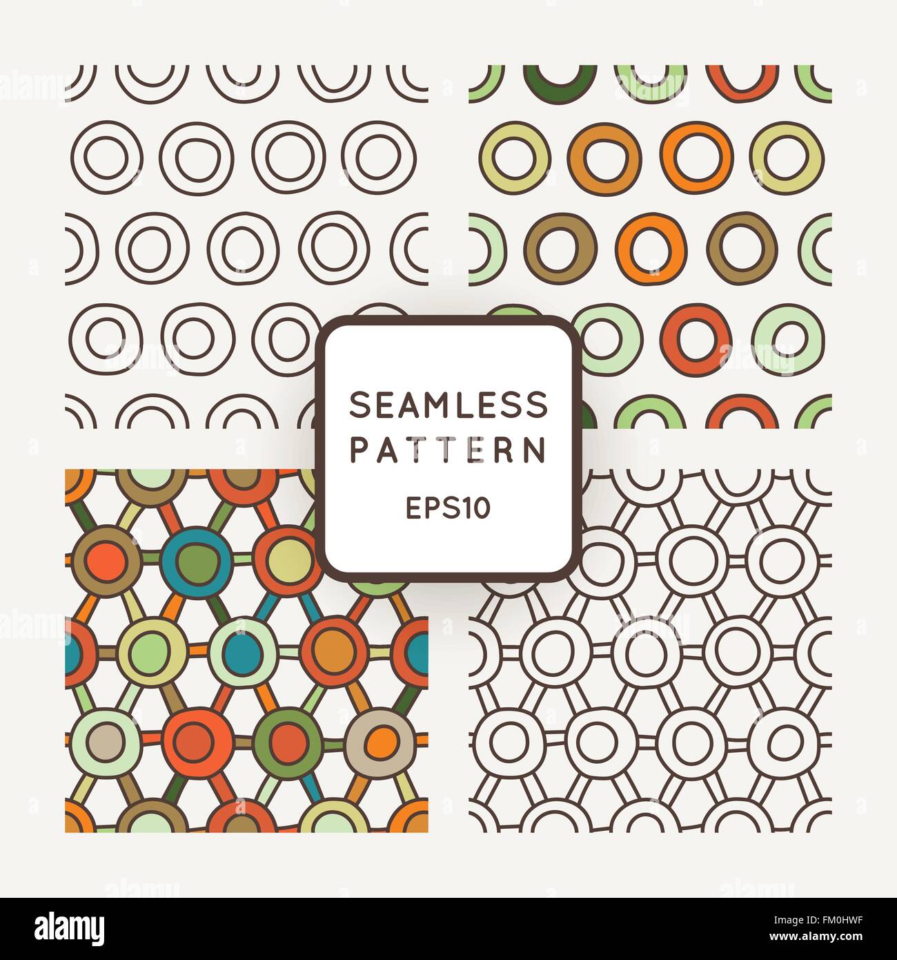 Vector set of seamless geometric patterns of crooked rings Stock Vector ...