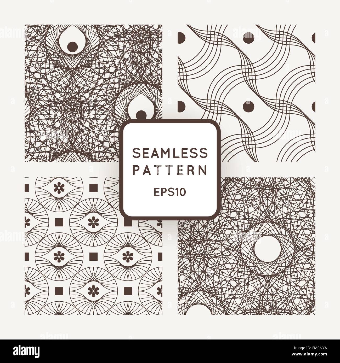 Set vector seamless pattern of interlocking lines and points Stock ...