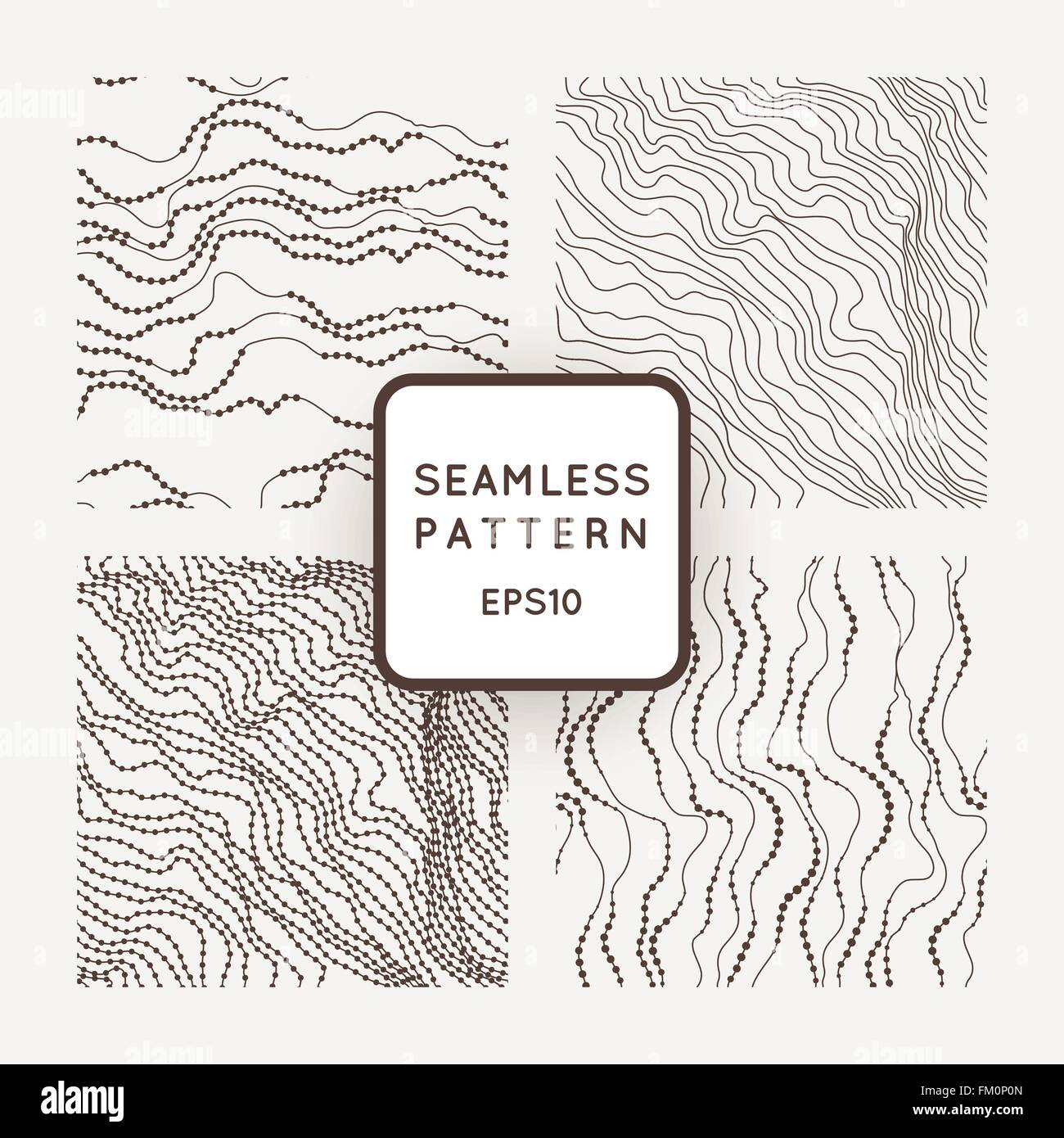 Set of vector seamless pattern of curved lines strung with beads Stock ...