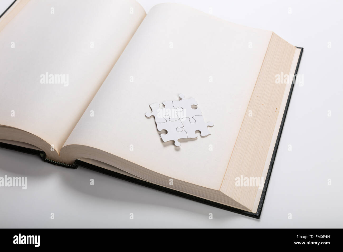 open book and puzzle, concept of solution Stock Photo - Alamy