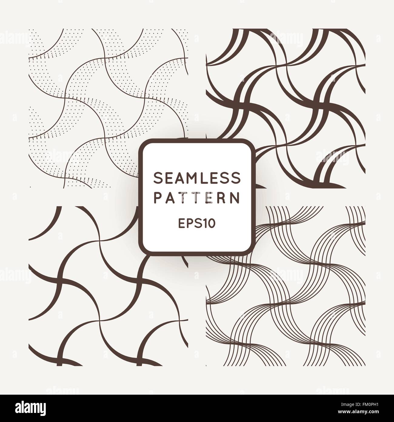 Set of vector seamless pattern of wavy lines and dots Stock Vector ...