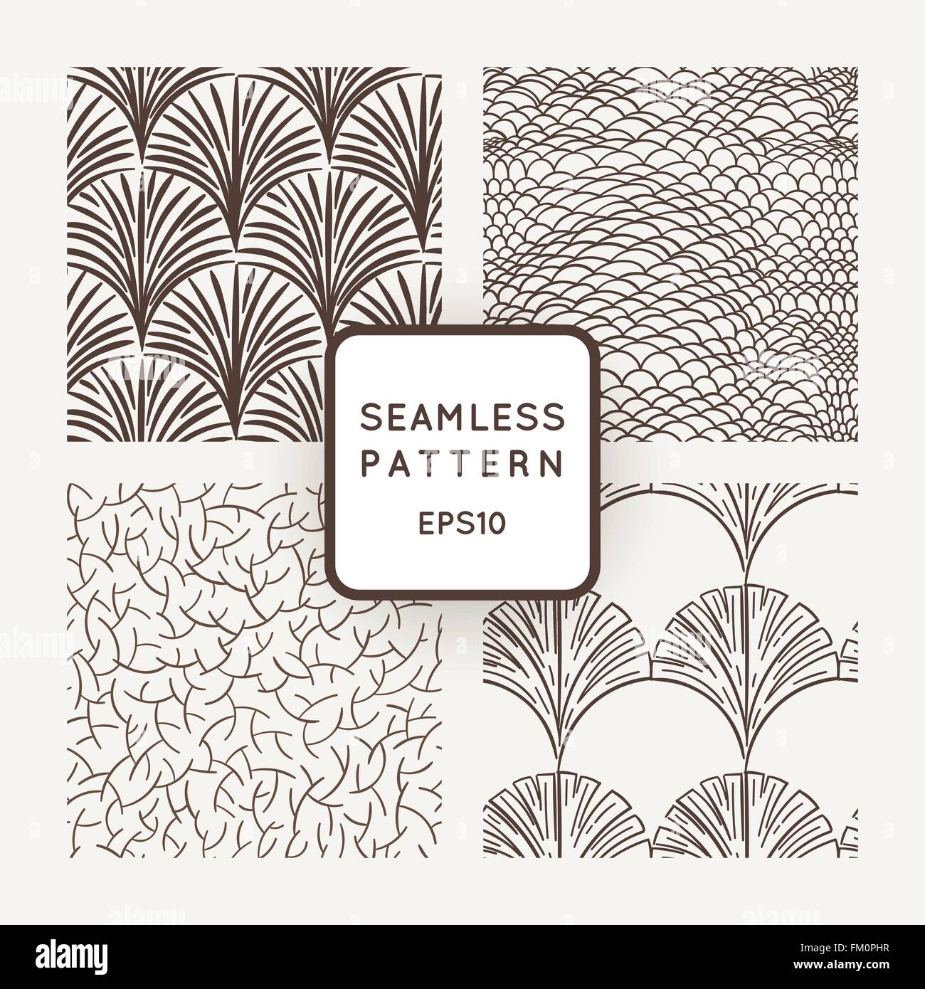 Set of vector seamless patterns: a hand scales, branches and leaves ...