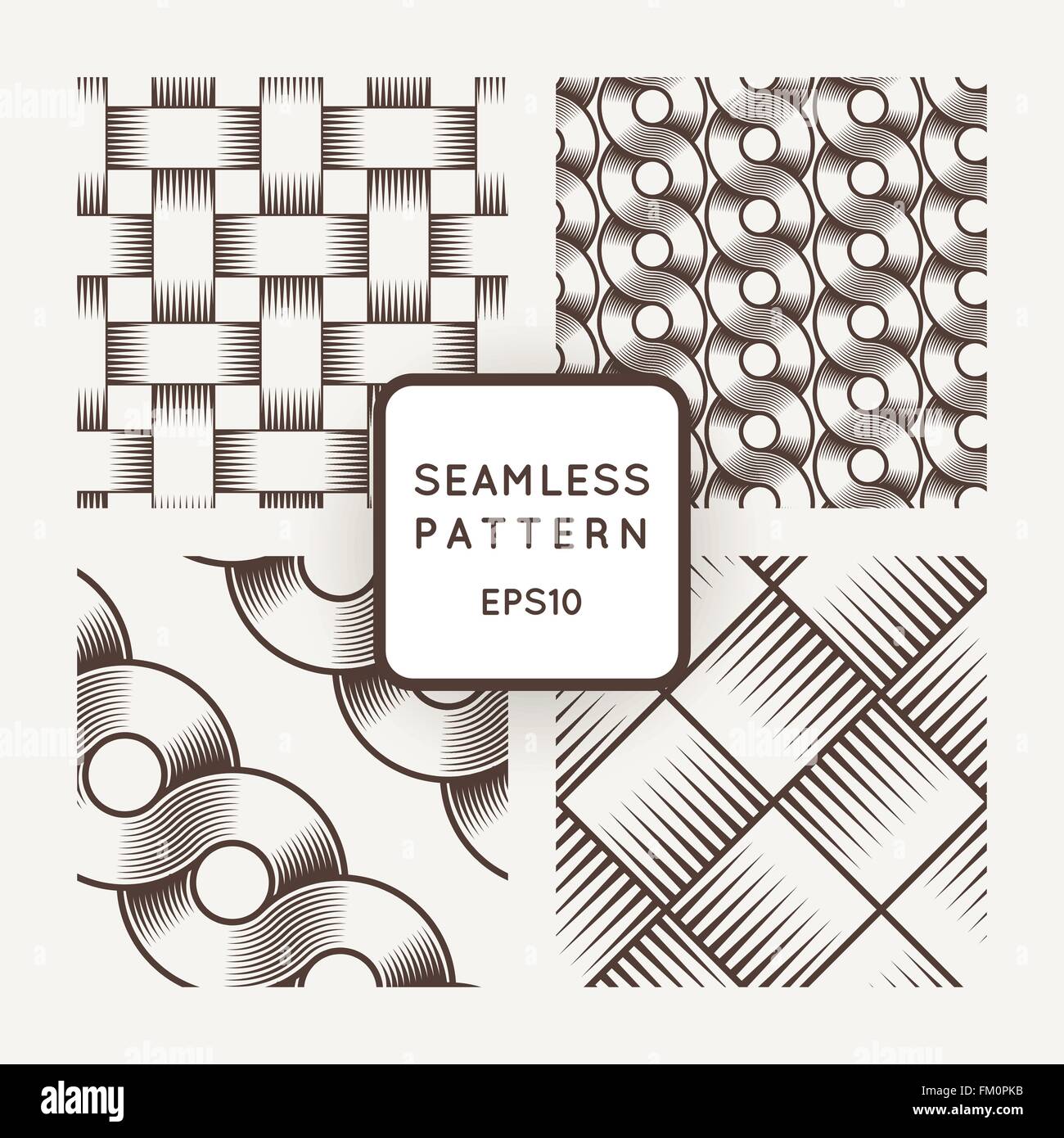 Set of vector seamless patterns with intertwined ribbons in the style ...