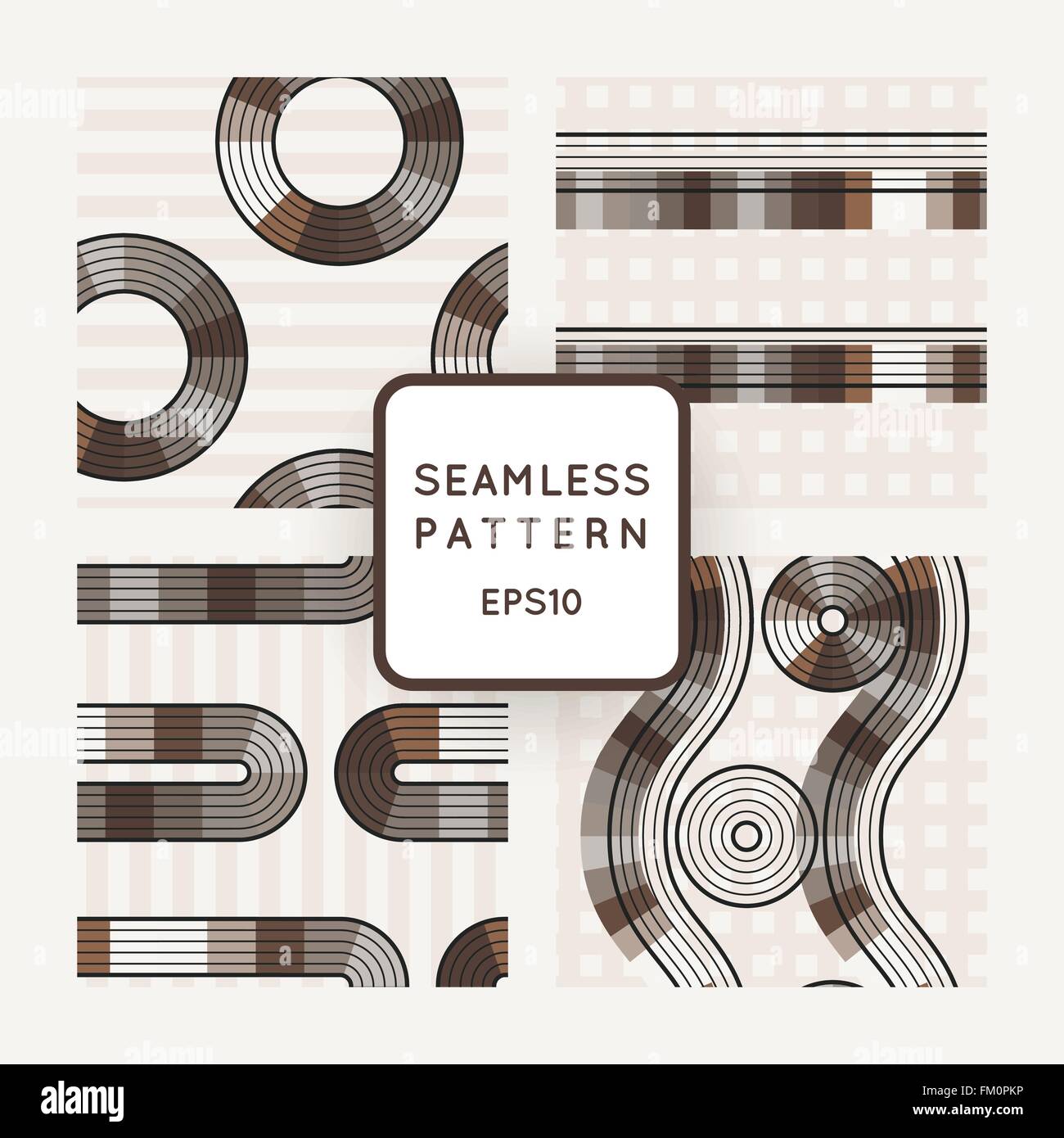 Set of vector seamless patterns of striped geometric shapes with ...