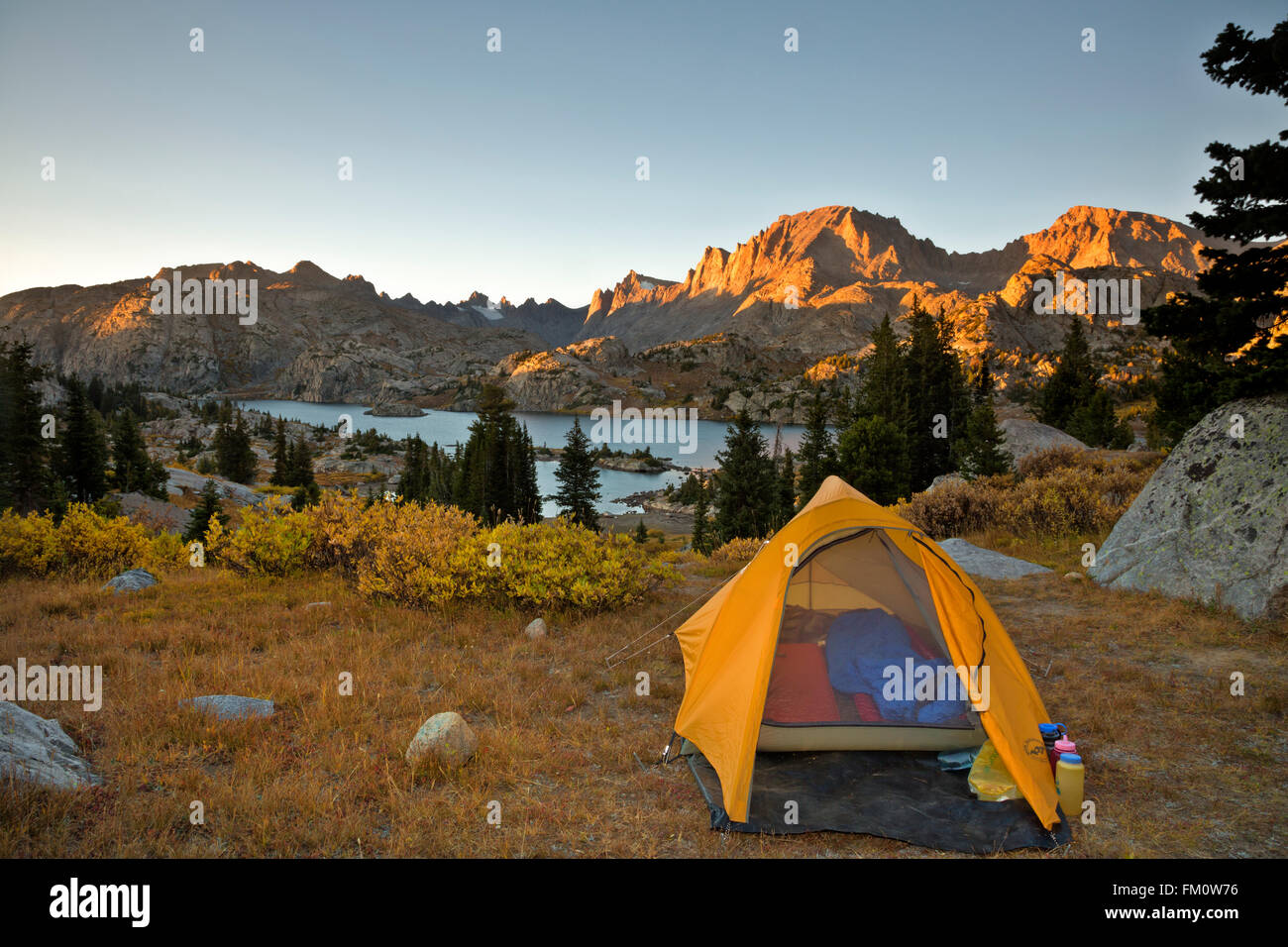 WYOMING - Campsite overlooking Island Lake and up into Titcomb Basin in ...